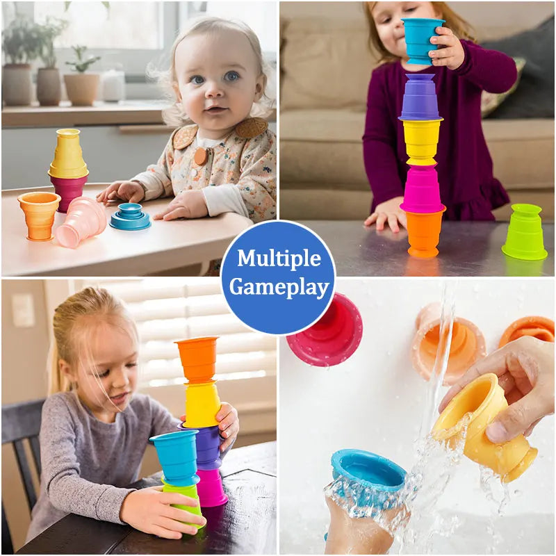 Rainbow Stacker Cups™ - Regenboog Stapelplezier - Stapelbekertjes Spel – Mijn Hummeltje