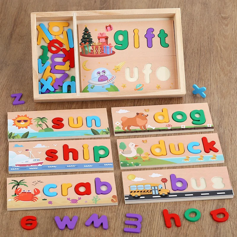 AlphaPuzzle – Engelse woordjes leren – Houten Spelling Puzzel – Mijn ...